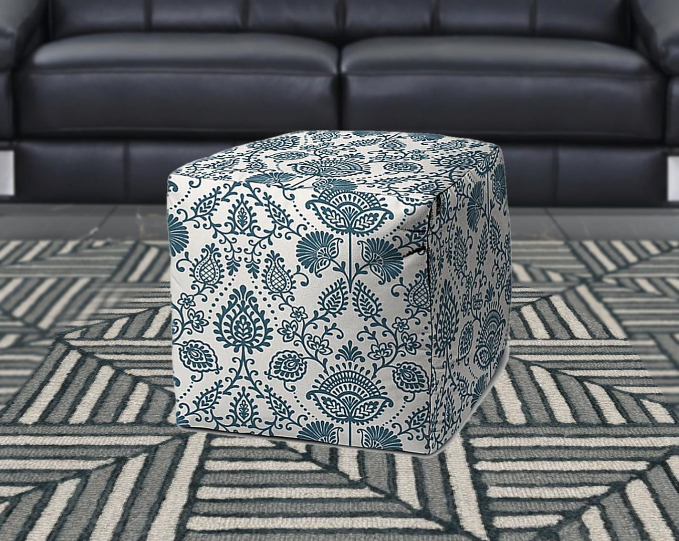 Alcott Hill 17" Turquoise Polyester Cube Indoor Outdoor Pouf Ottoman ...
