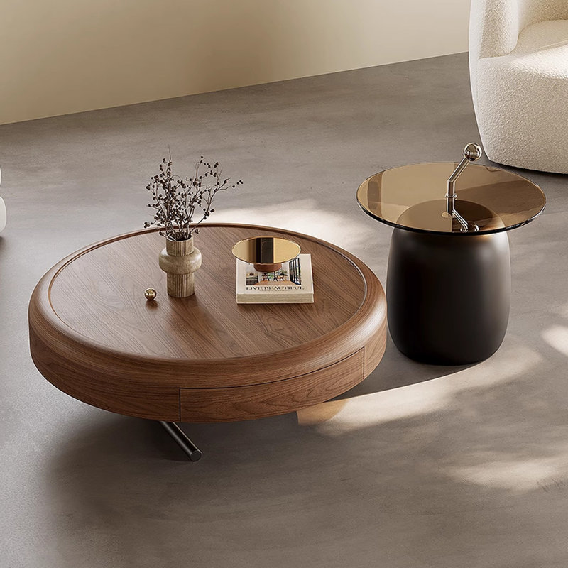 LIZIYE Creative Wooden Round Coffee Table Set | Wayfair