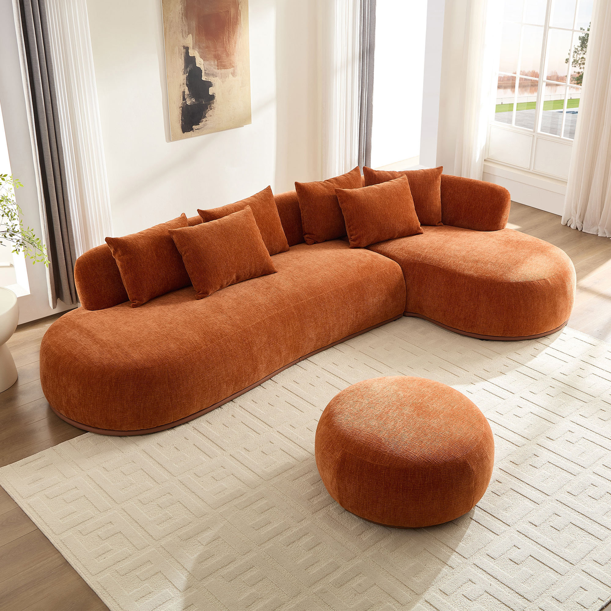 Hokku Designs 134.63'' Oversized L-Shape Sectional Sofa With Ottoman ...