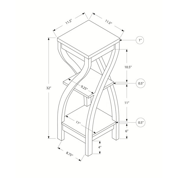 Red Barrel Studio Stylish 3-Tier End Table With Twisted Leg Design And ...