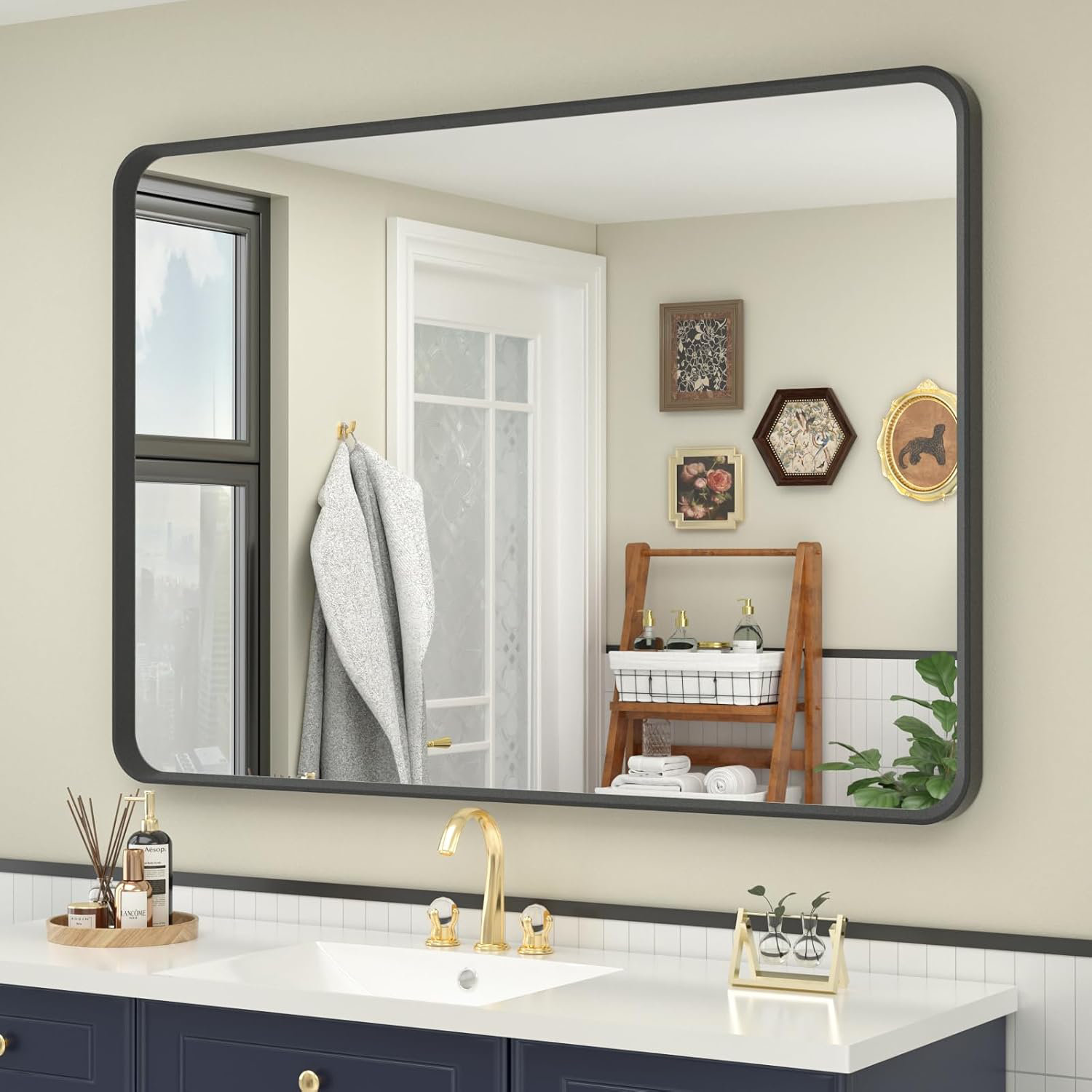 Ebern Designs Molly Modern Classic Traditional Tempered Glass Aluminum ...