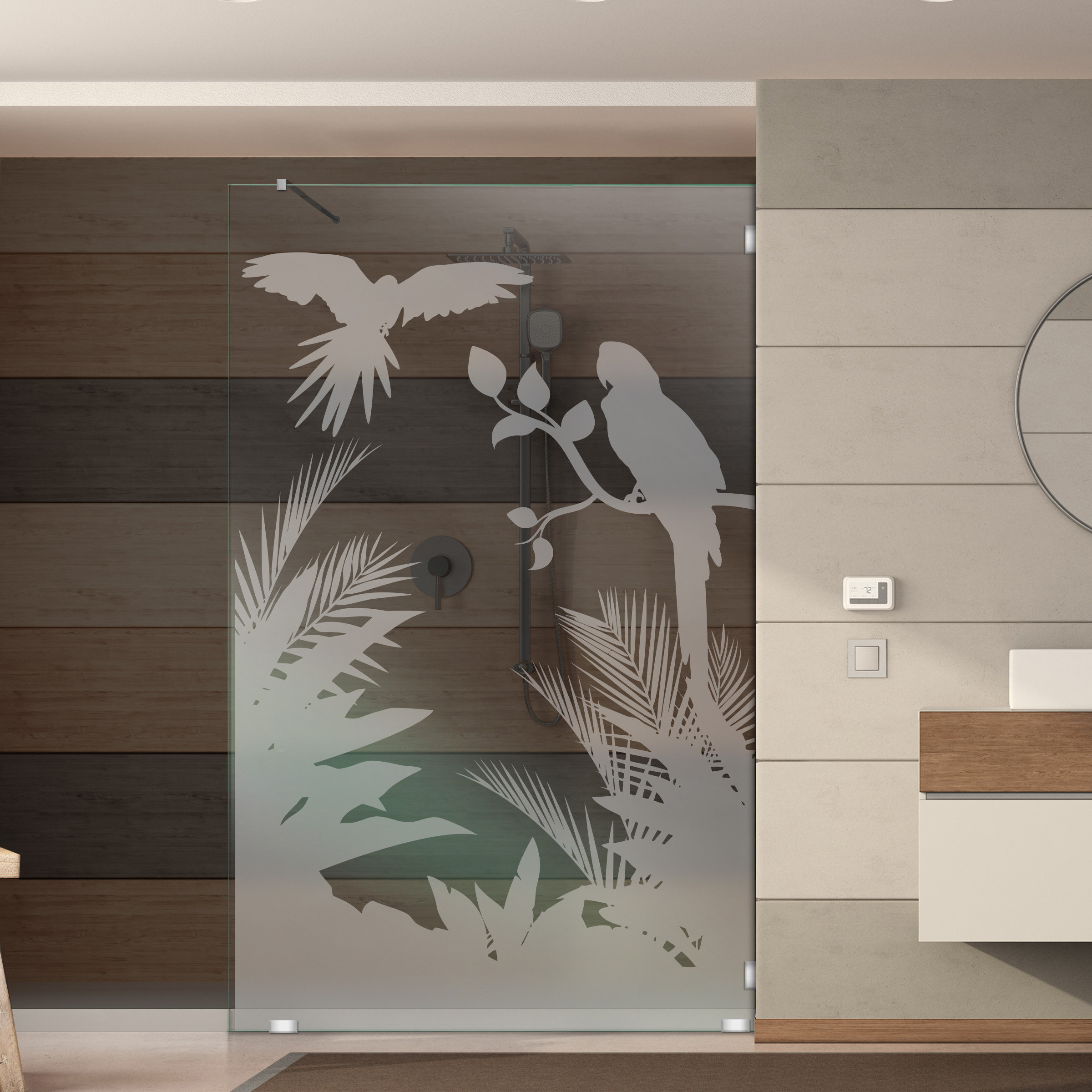 Glass-Door.us 27-1/2 In W x 75 In H Frosted Tempered Glass Shower Fixed ...