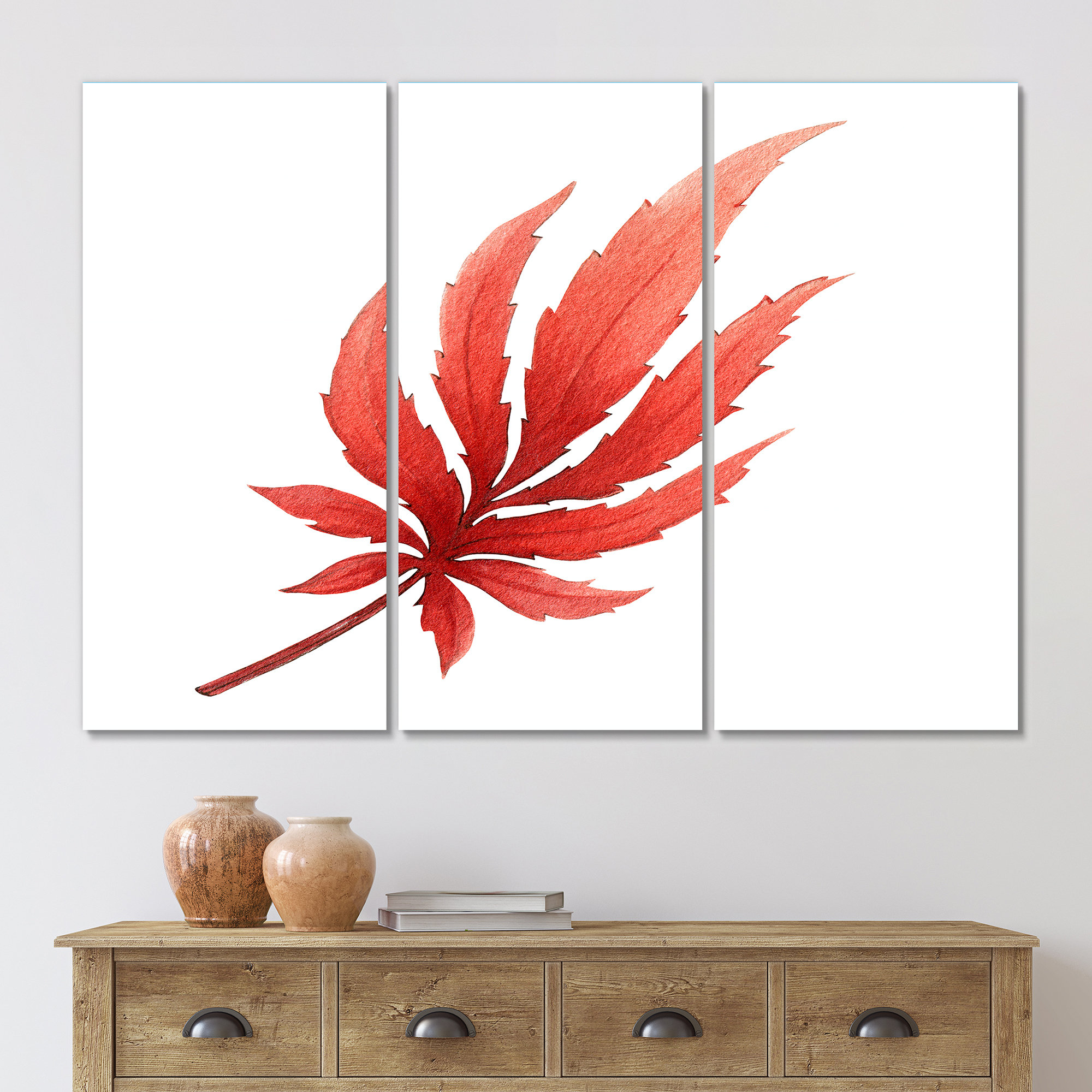 East Urban Home «Red Maple Leaf II», reproduction d'art sur toile ...