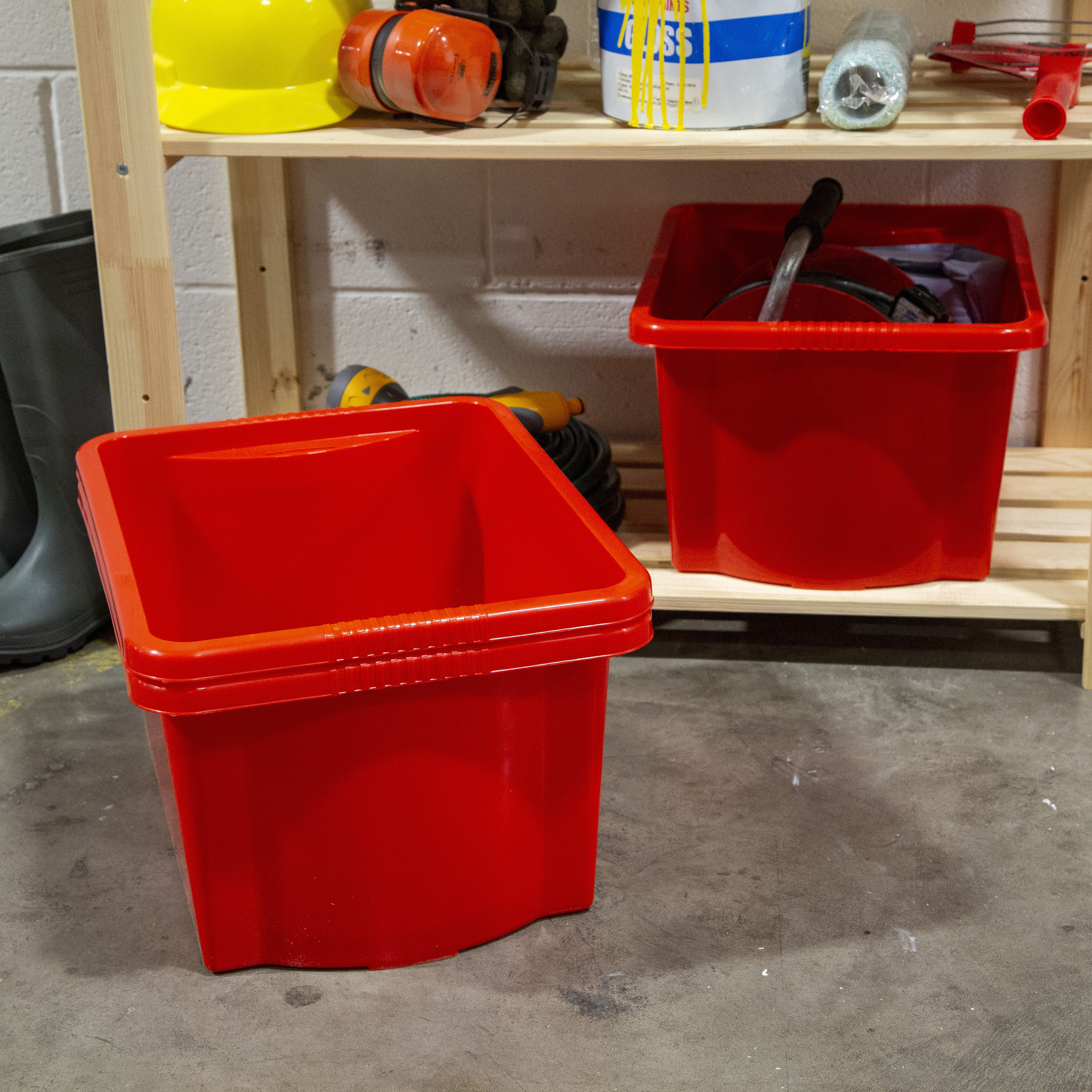 Wham 28L Stack & Store Plastic Organiser Box Pack of 3 Red | Wayfair.ie