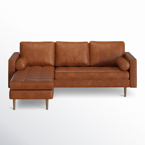 AllModern Geo 84" Wide Vegan Leather Reversible Modular Sofa & Chaise ...