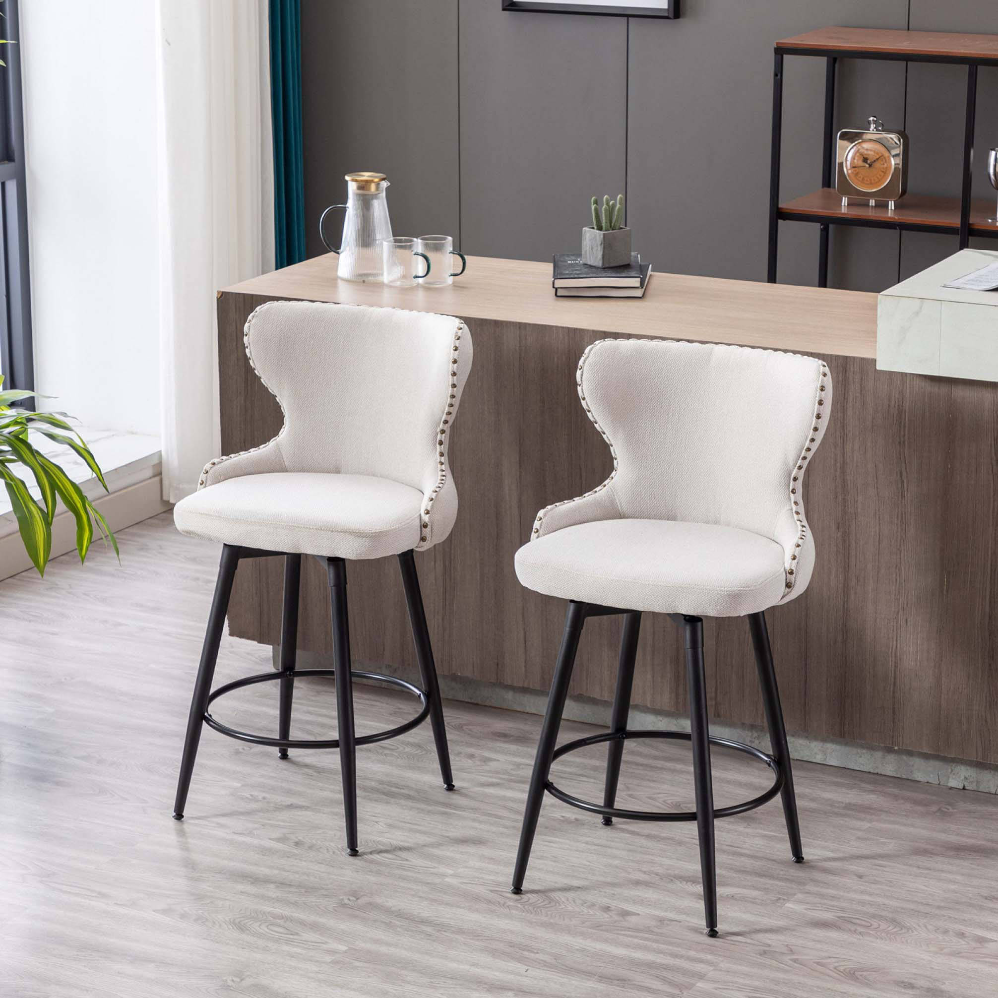 Corrigan Studio® 4 Legs Swivel Bar Stool With Footrest | Wayfair