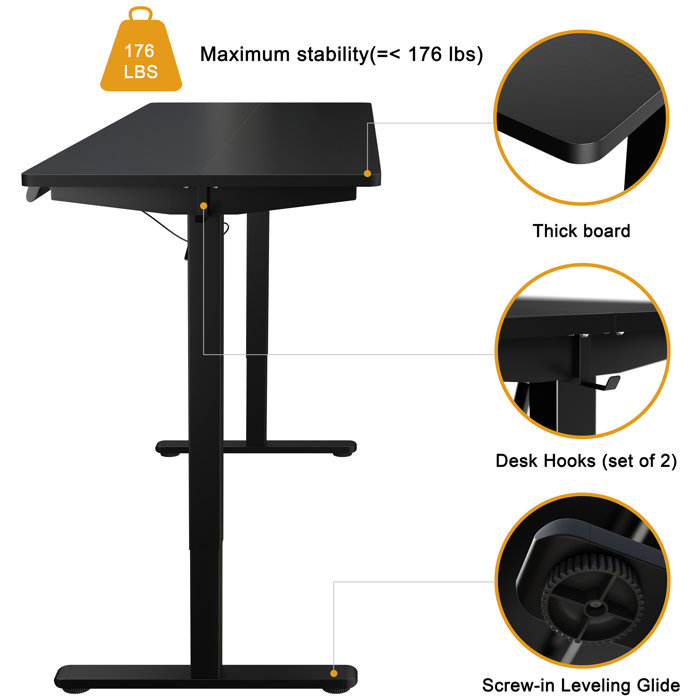 Inbox Zero Leshae Adjustable Height Standing Desk for Home Office ...