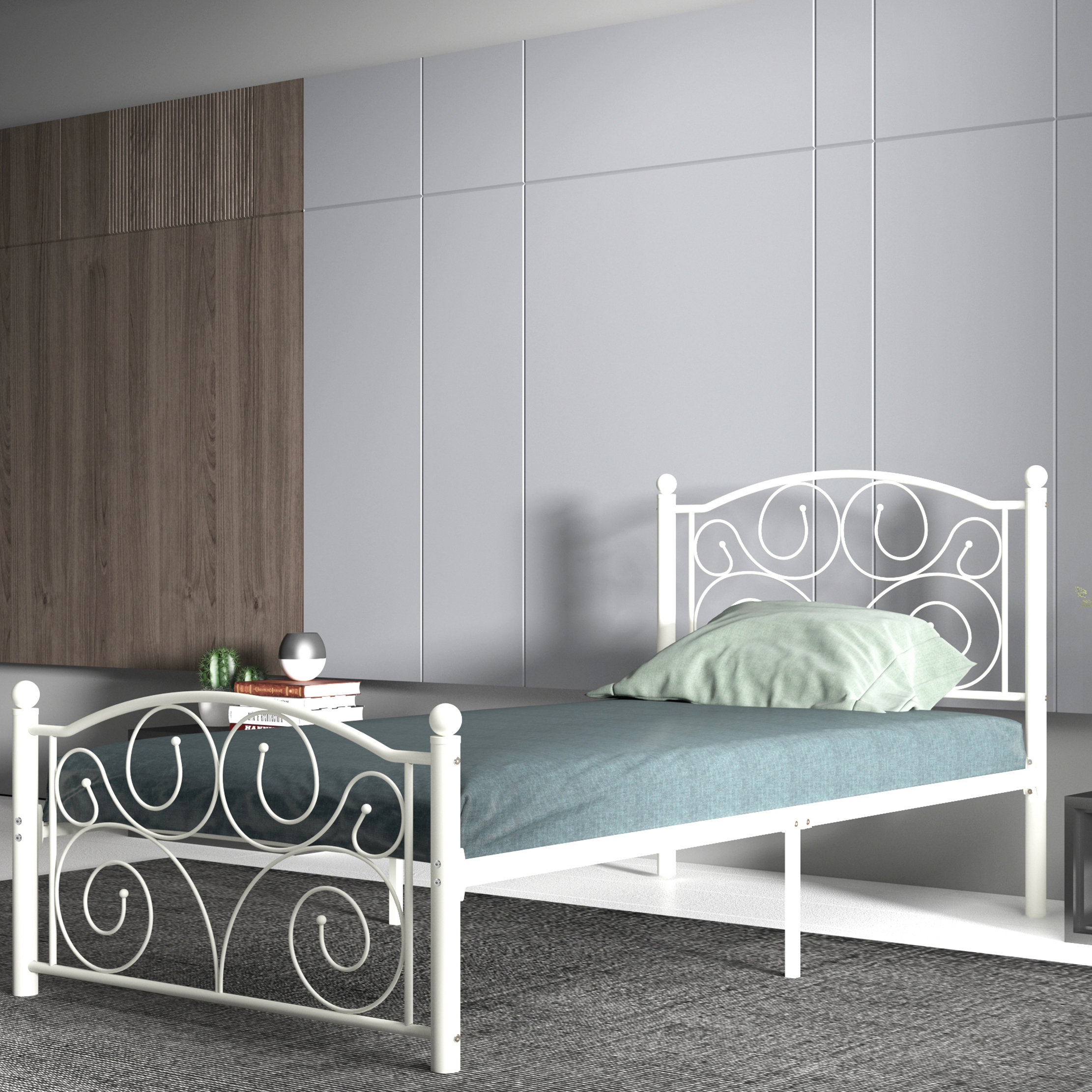 Winston Porter Sturdy Metal Bed Frame With Stylish Headboard And ...