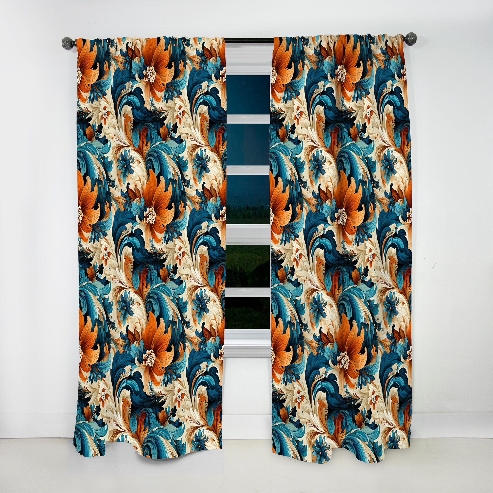 Design Art Bohemian Paisley Earth Tones II - Glam Curtain - Velvet Room ...