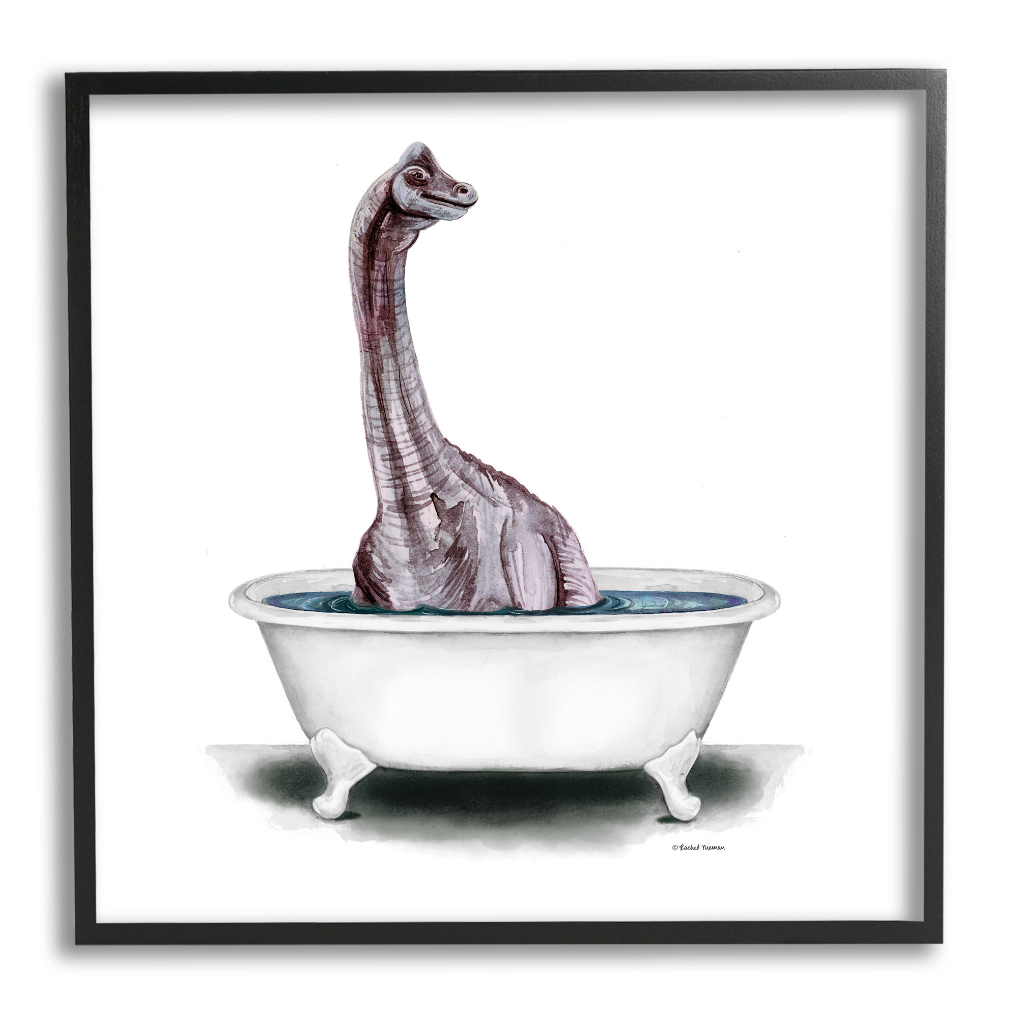 Stupell Industries Bathroom Dinosaur Vintage Tub Framed Giclee Art By ...