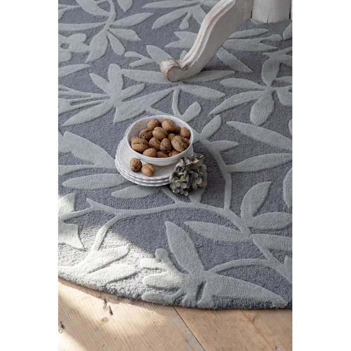 Laura Ashley Floral Hand Tufted Wool Area Rug in Gray | Wayfair