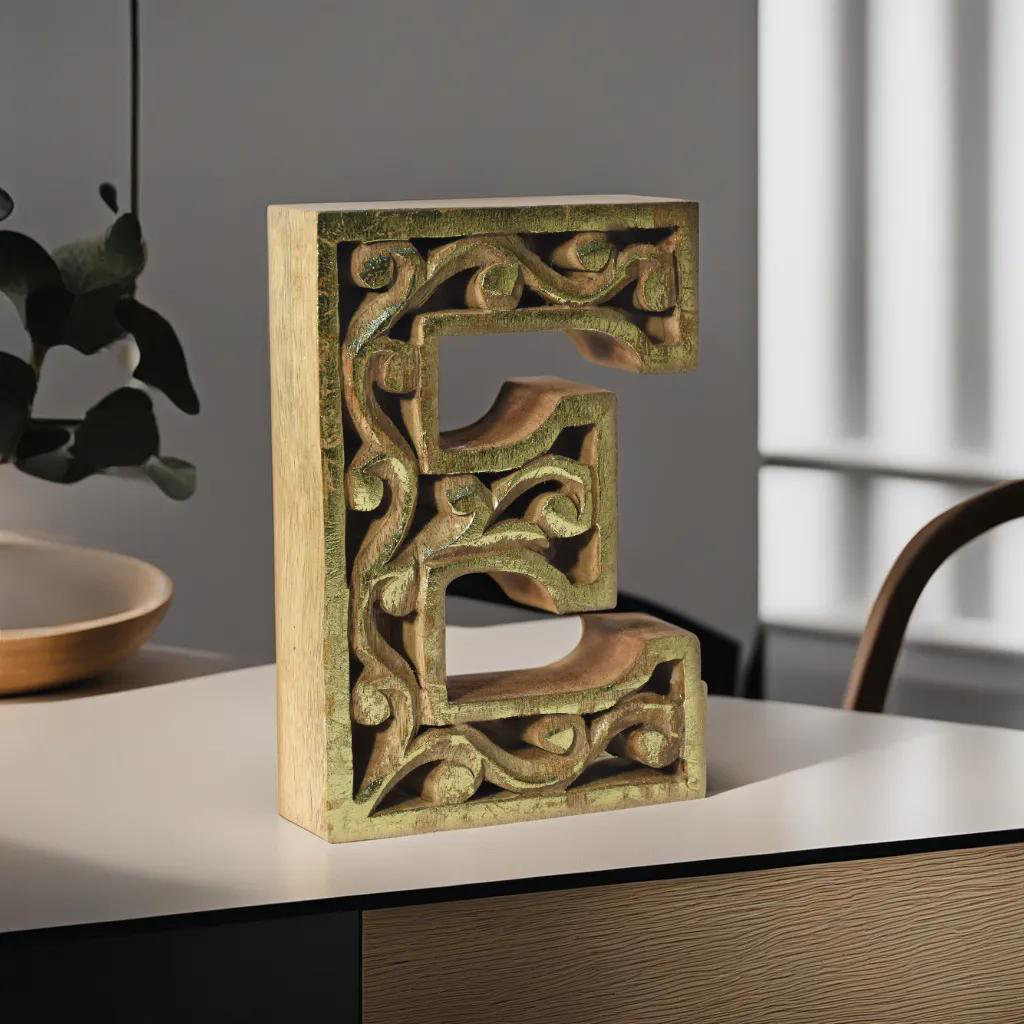 Bungalow Rose Alainah Handmade Eco-Friendly "E" Alphabet Letter Block ...