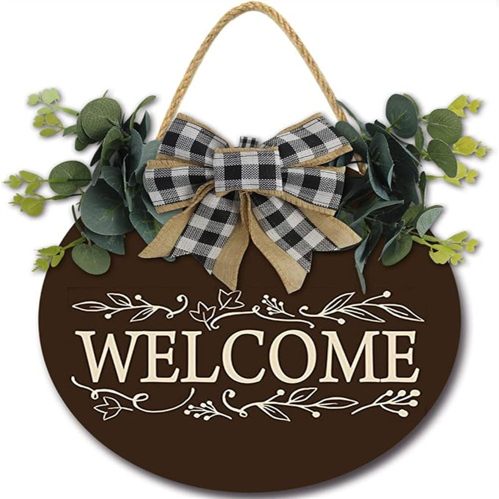 August Grove Welcome Sign For Front Door, Hello Sign With Greenery ...