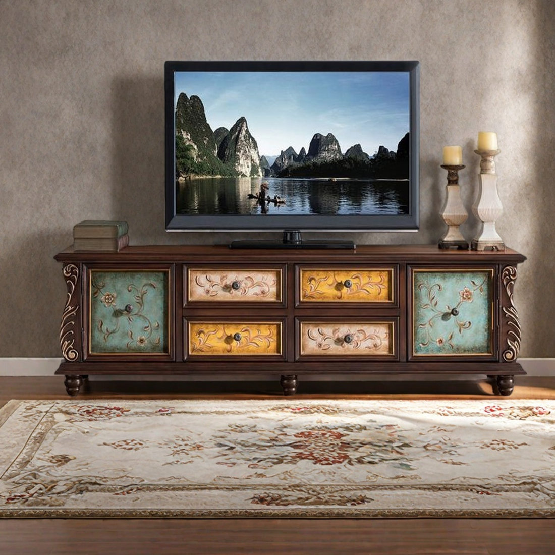 interanest European style painted carved TV Stands | Wayfair