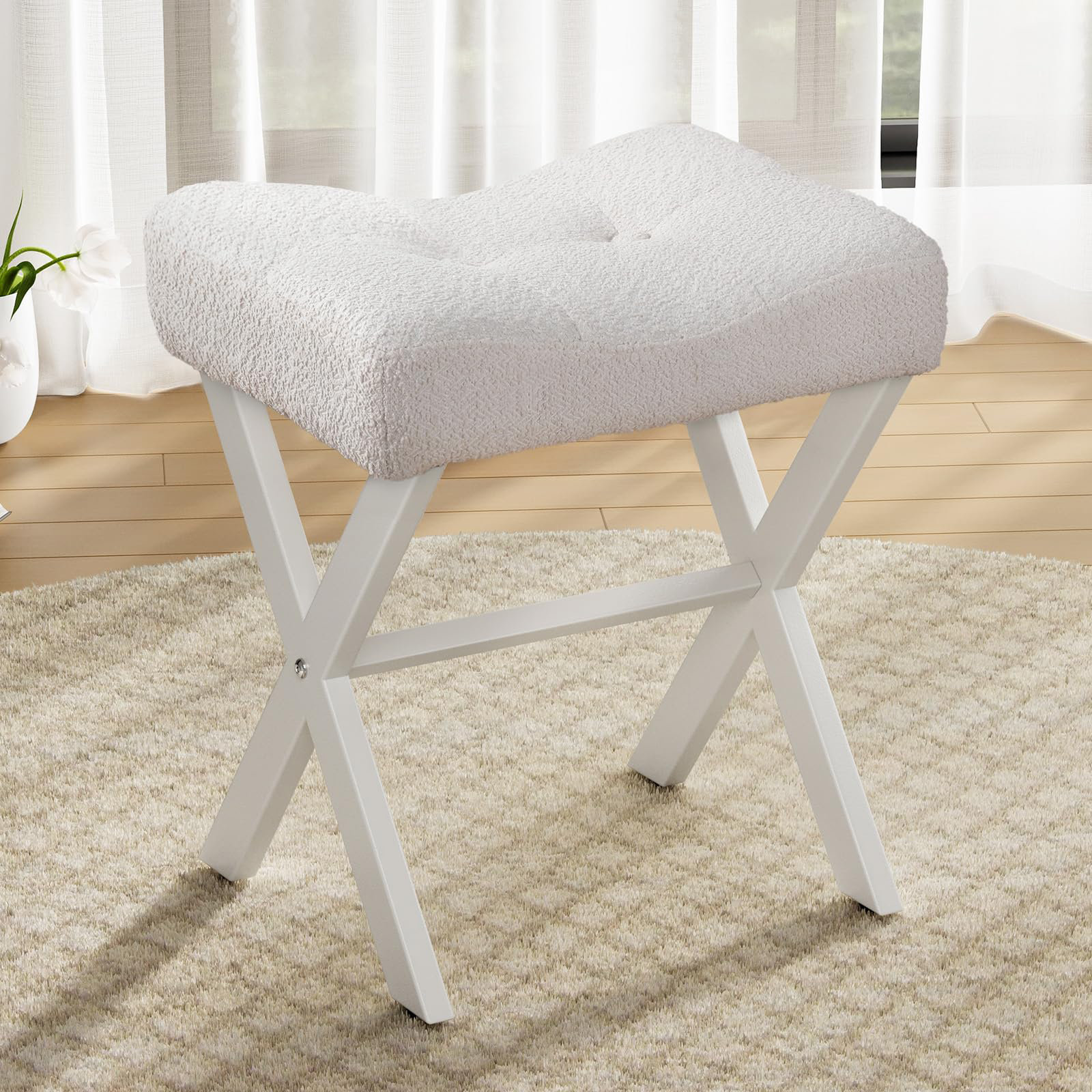 Latitude Run® Vanity Stool, Saddle Seat Makeup Stool With Metal X Legs ...