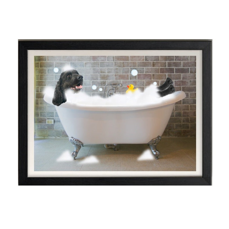 Maturi Black Cocker Spaniel In Bath Print - Funny Bathroom Wall Art ...