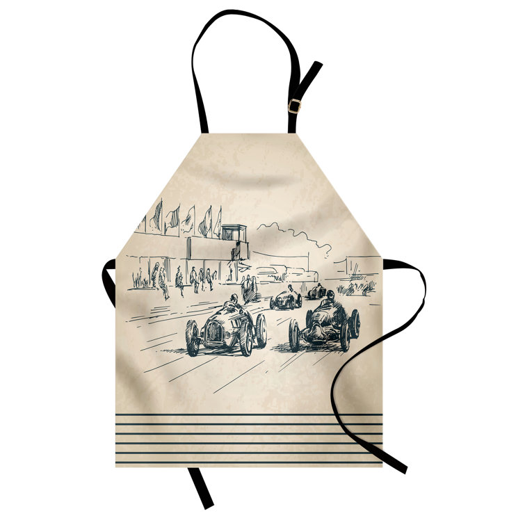 East Urban Home Vintage Car Apron, Cooking Gardening, Adult Size, Beige ...