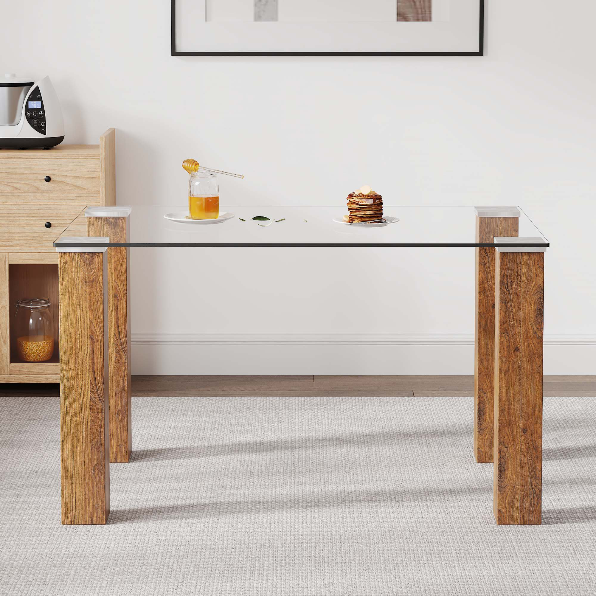 Wrought Studio Rectangular Transparent Tempered Glass Dining Table ...