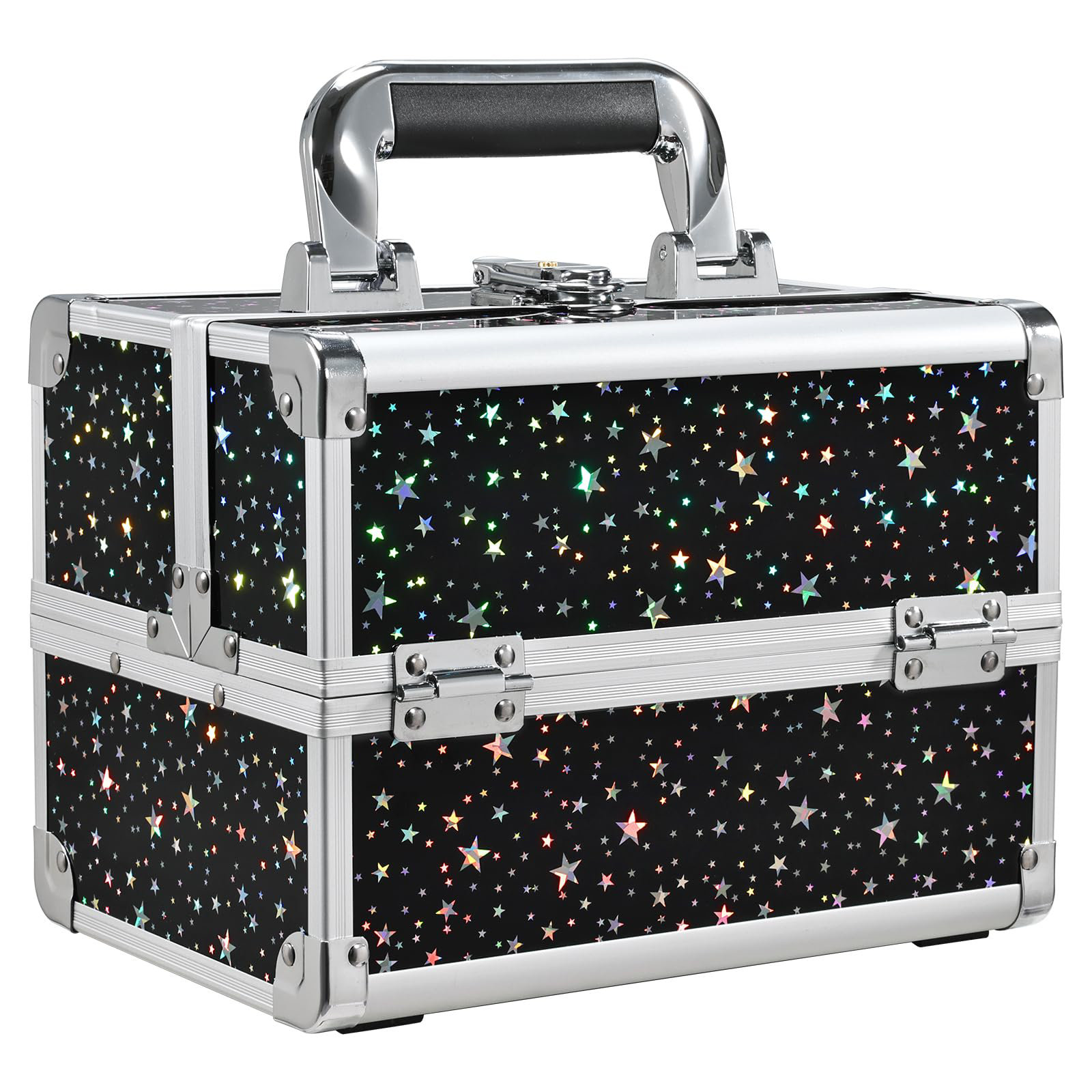 Rebrilliant Makeup Train Case Portable Cosmetic Box 2 Trays with Mirror ...