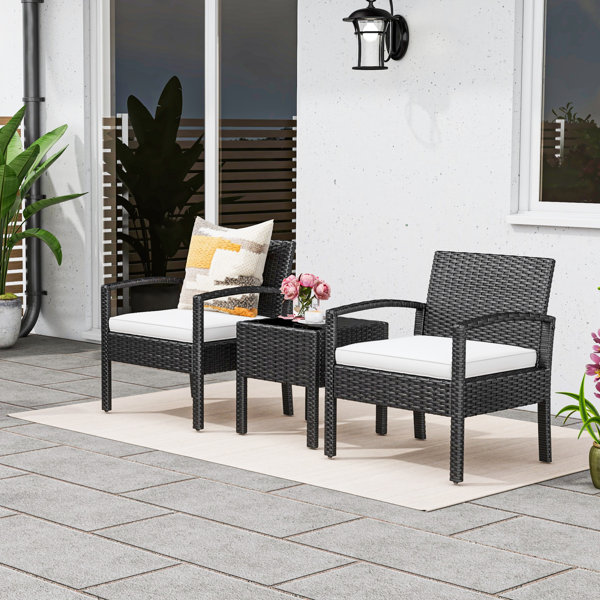 Winston Porter 3-Piece Outdoor Bistro Set PE Rattan Chairs With ...