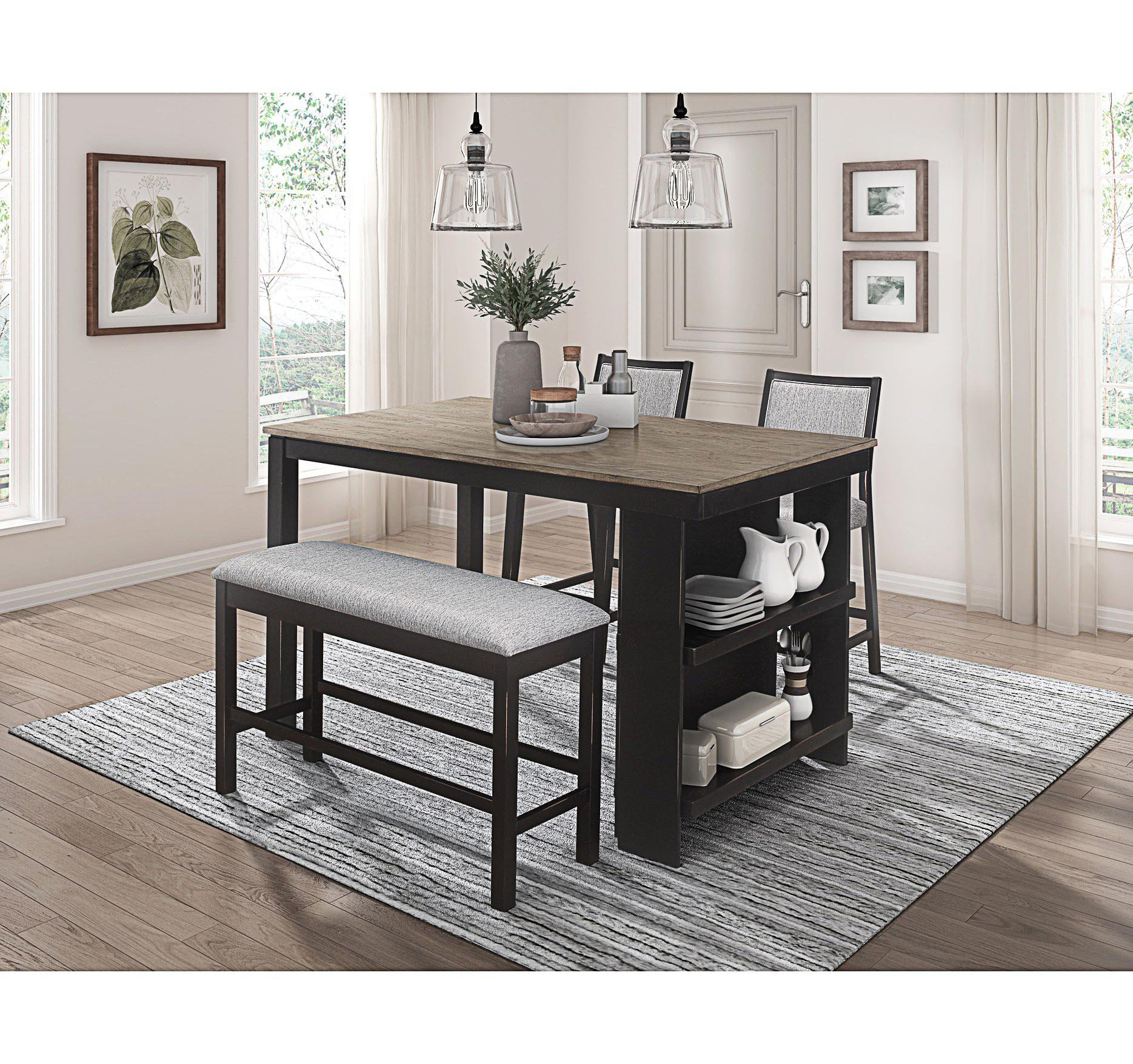 Lark Manor™ Counter Height Table Base With Built-In Shelves | Wayfair
