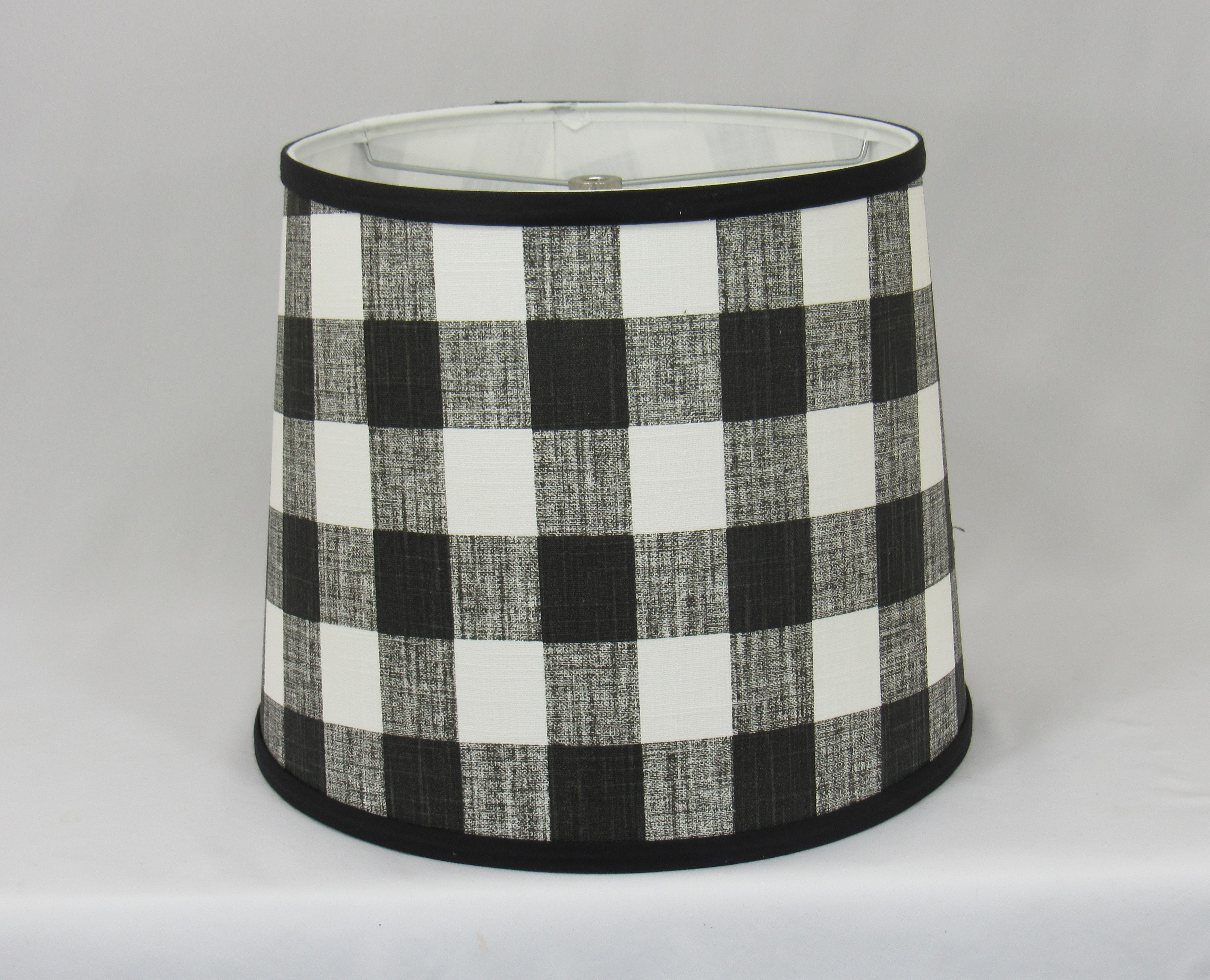 Millwood Pines Gray and White Check Cotton Drum Lamp Shade ( Spider ...