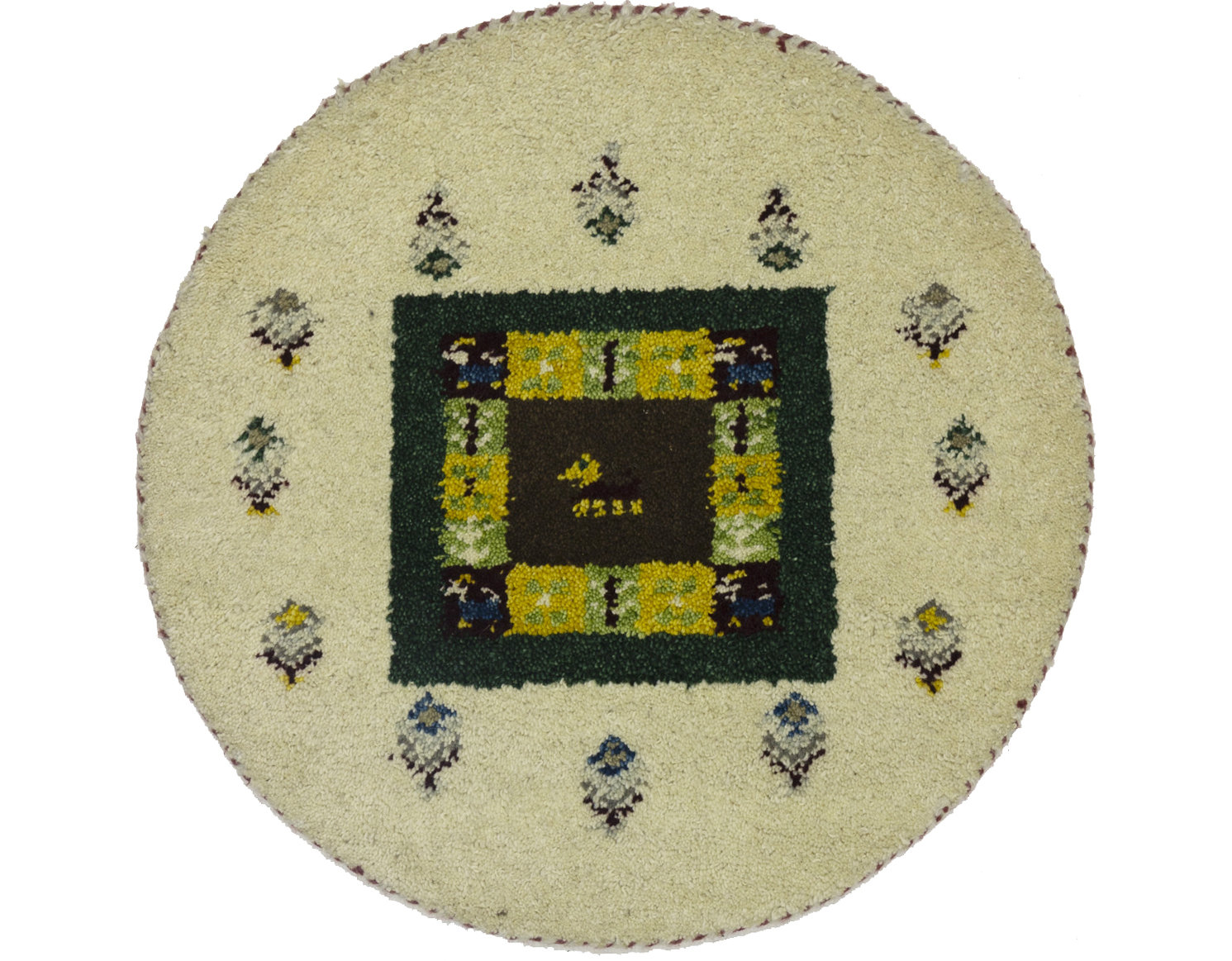 Foundry Select Eads Cream Tribal Wool 2X2 Handmade Indo-Gabbeh Oriental ...