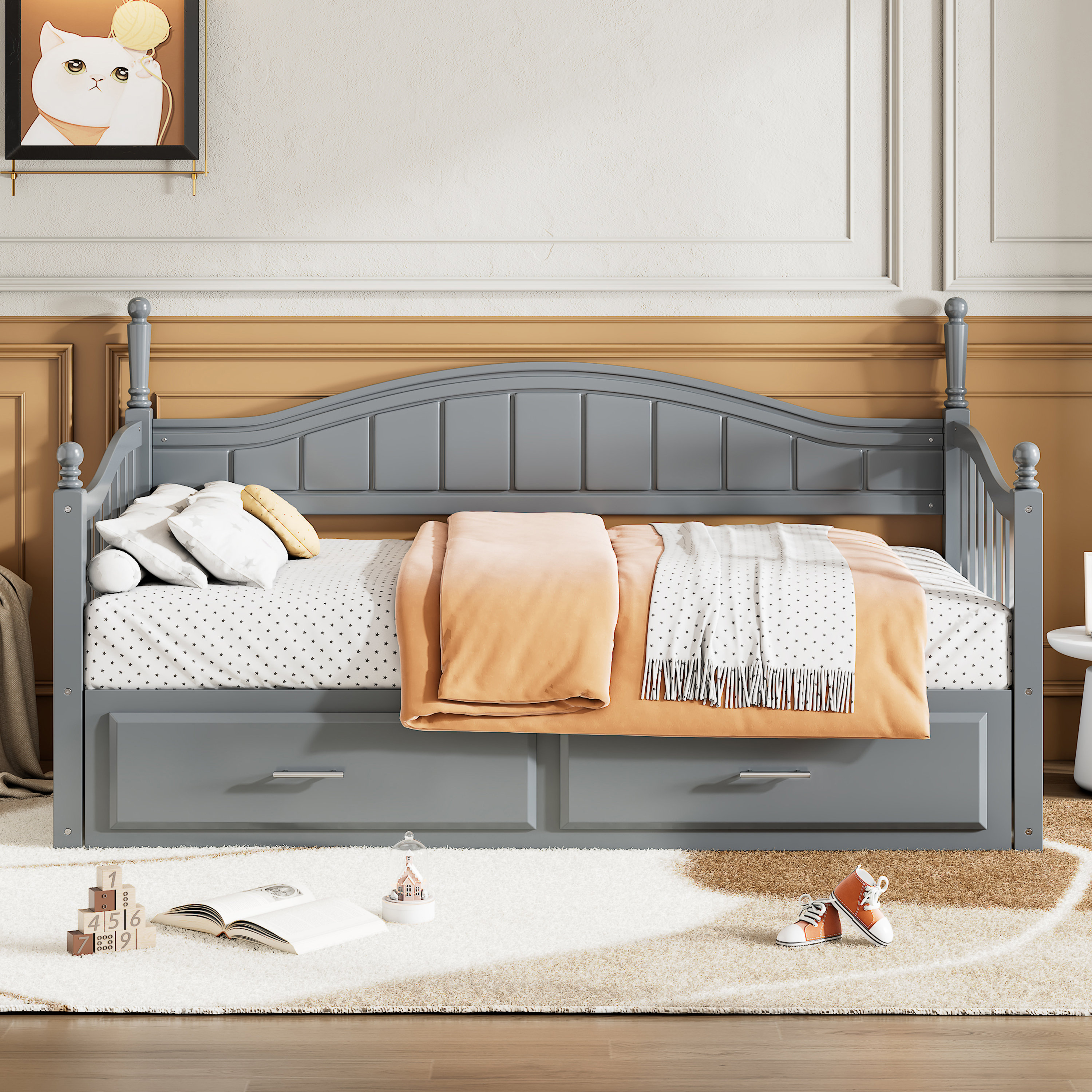 Latitude Run® Wooden Twin Size Daybed with Twin Size Trundle ...