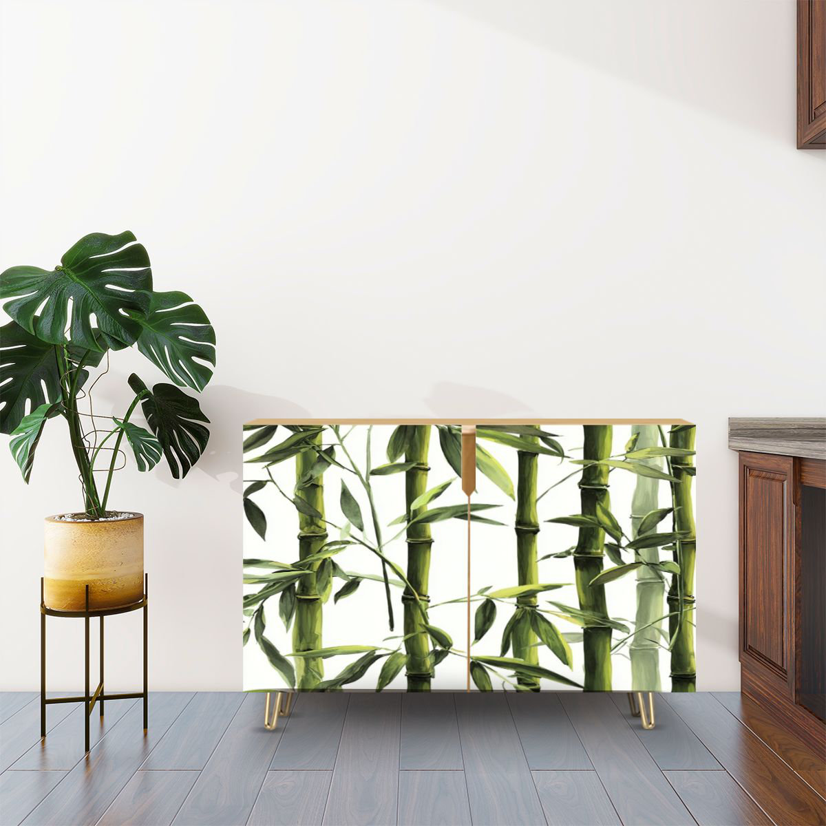 Dakota Fields Sideboard Buffet Cabinet with Storage Bamboo Vertical ...