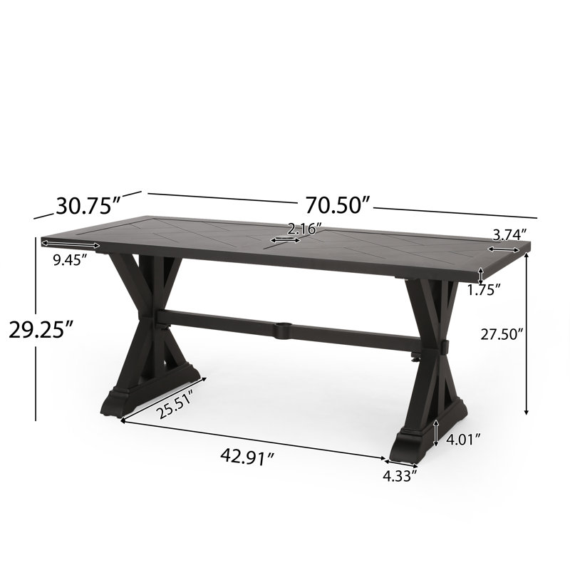 Rosalind Wheeler Outdoor Aluminum Dining Table & Reviews | Wayfair