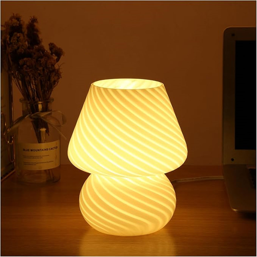 Orren Ellis Mushroom Lamp,Glass Table Bedside Lamps Translucent Murano ...