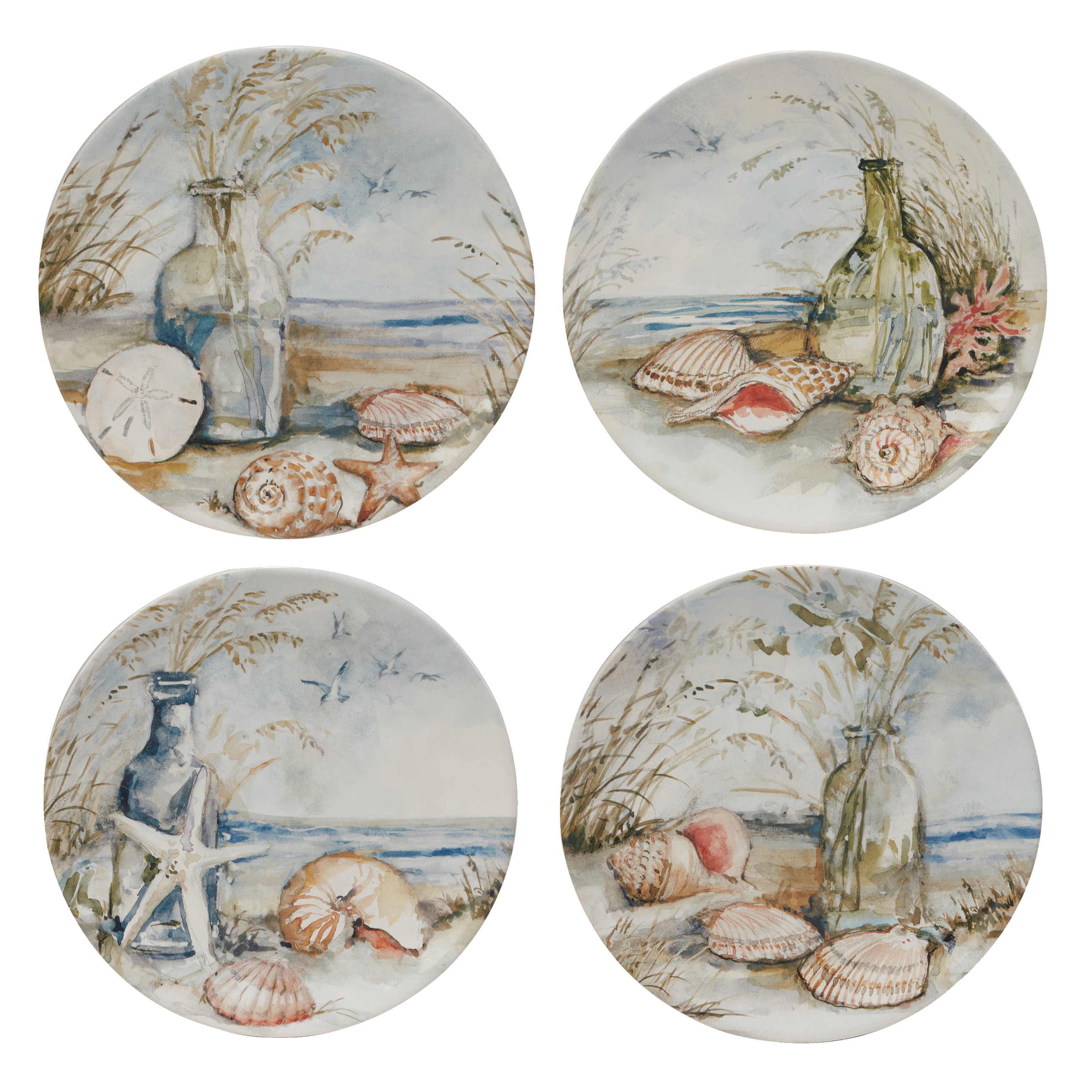 Certified International Coastal Landscape Set Of 4 Salad Plate 9" 4 ...