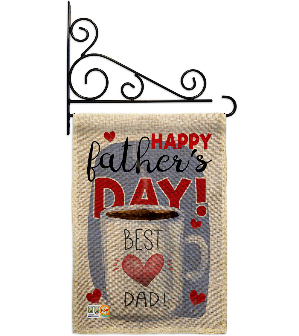 Breeze Decor Happy Best Dad Day 2-Sided Burlap 19 x 13 in. Flag Set ...
