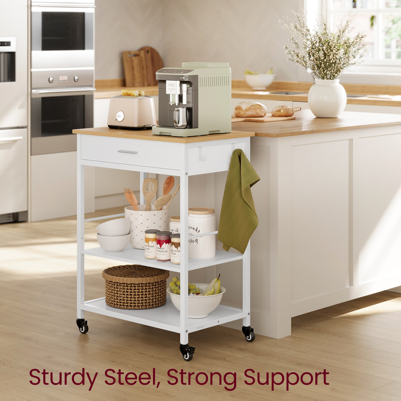 Ebern Designs Kitchen Rolling Island, Mobile Kitchen Cart With Storage ...