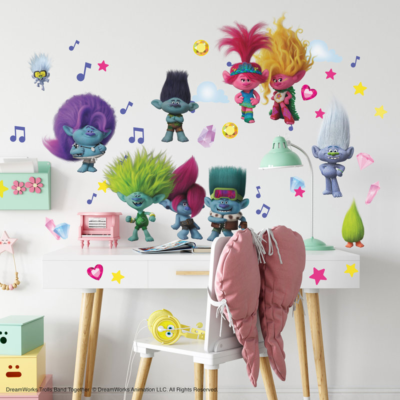 Room Mates Trolls 3 Band Together with Glitter Wall Decals | Wayfair