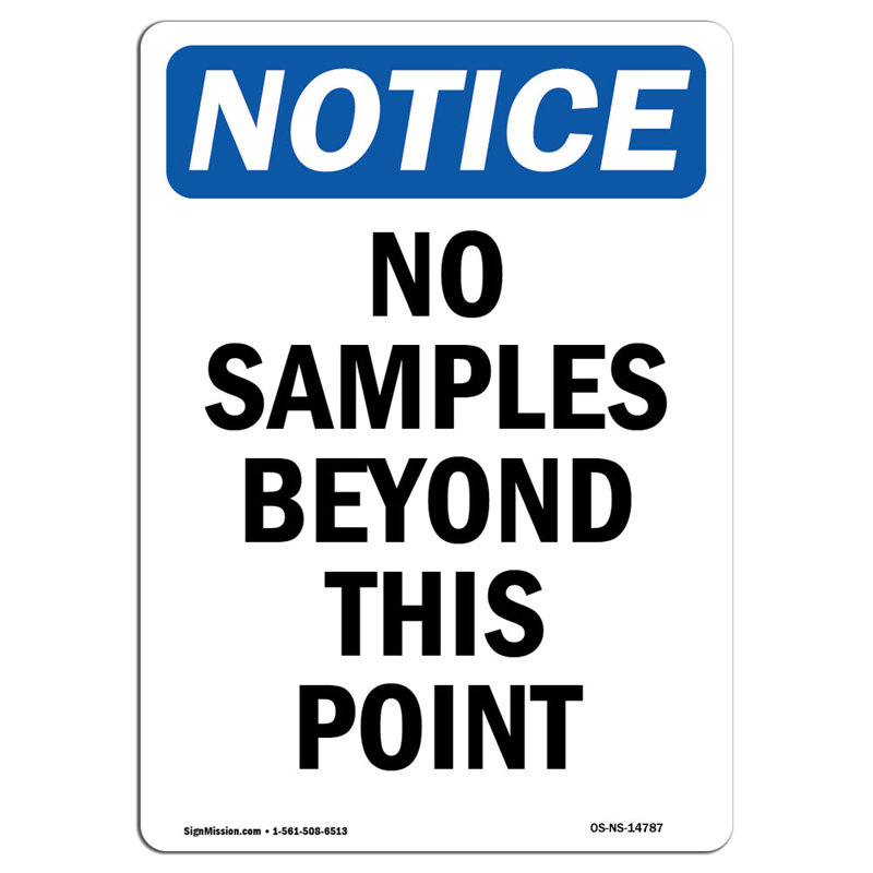 SignMission No Samples Beyond This Point Sign | Wayfair