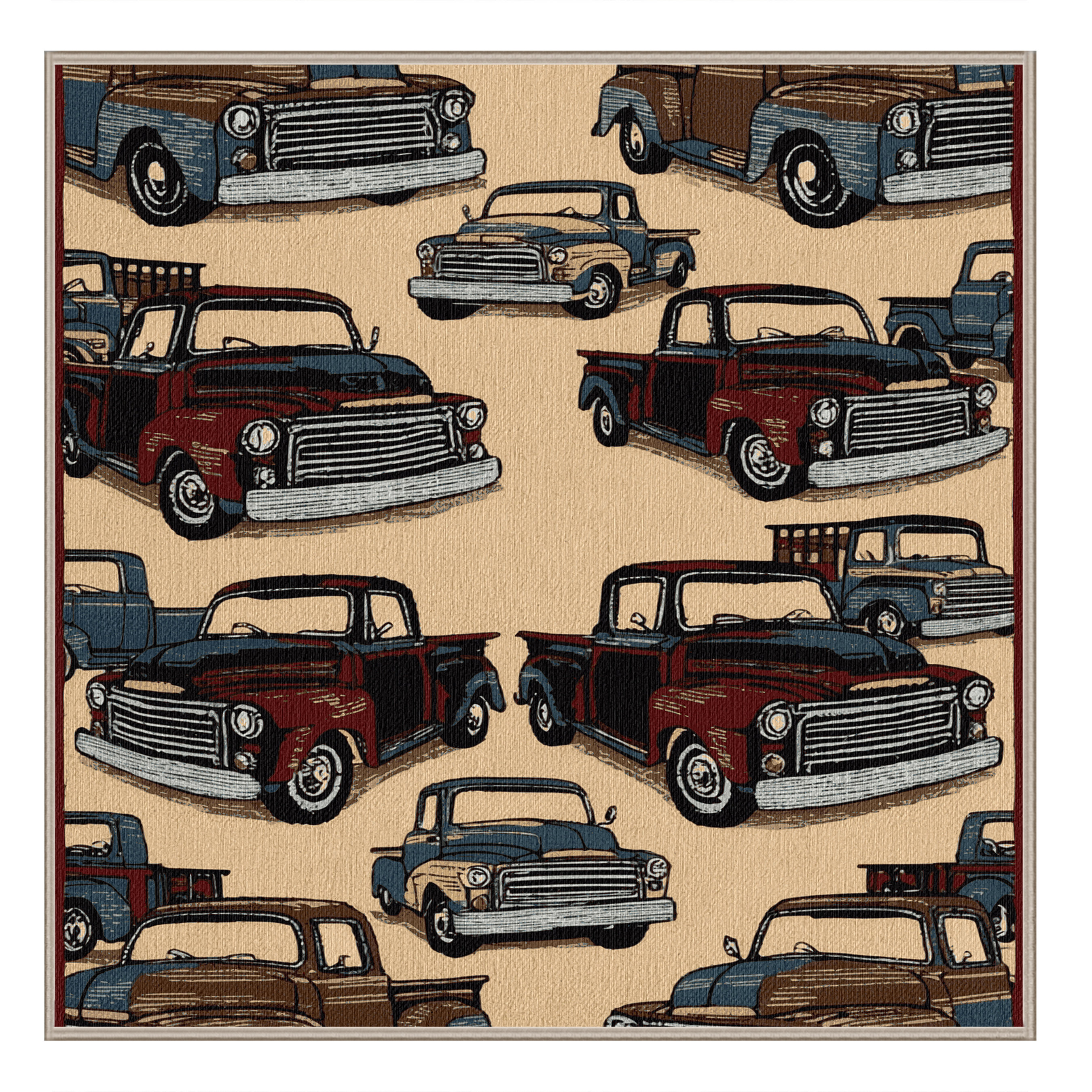 One Allium Way® Washable Old Pickup Trucks Farm Area Rug | Wayfair