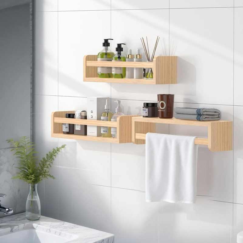 George Oliver Nursery Floating Book Shelves Set Of 3, Wooden Wall ...