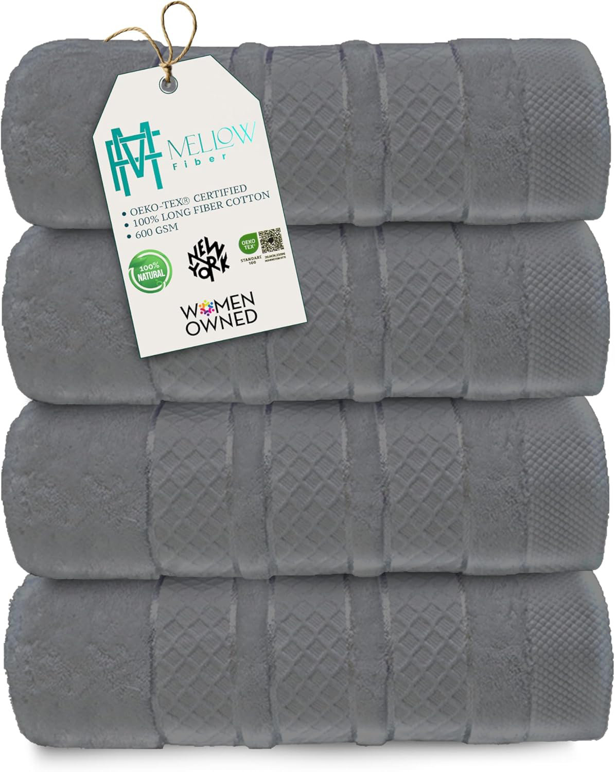 Mellow Fiber 100% Long-Fiber Cotton Luxury 4 piece Bath Towel Set | Wayfair