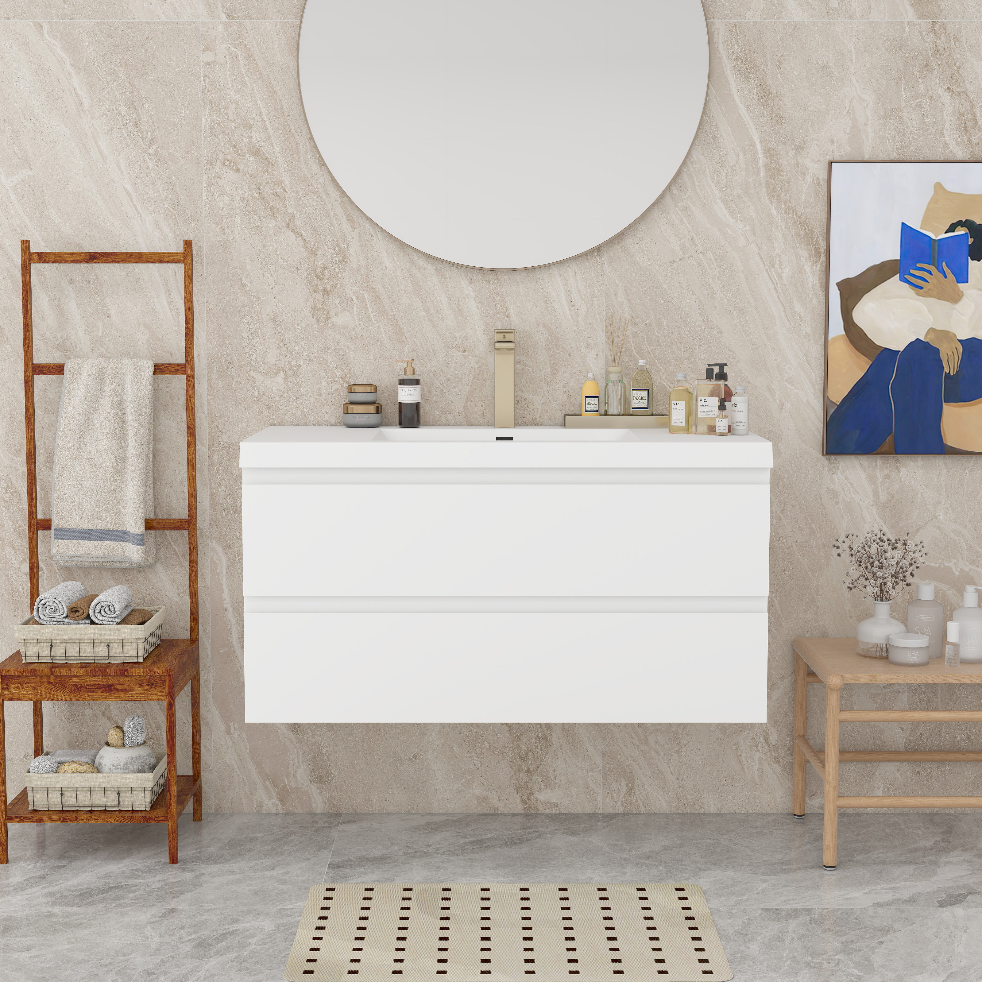 Wrought Studio™ Daavid 41.9'' Single Bathroom Vanity with Resin Top ...