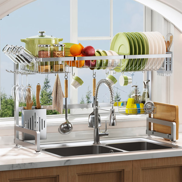 Belfry Kitchen Dish Drainer Over Sink, 2 Levels, Adjustable In Length ...