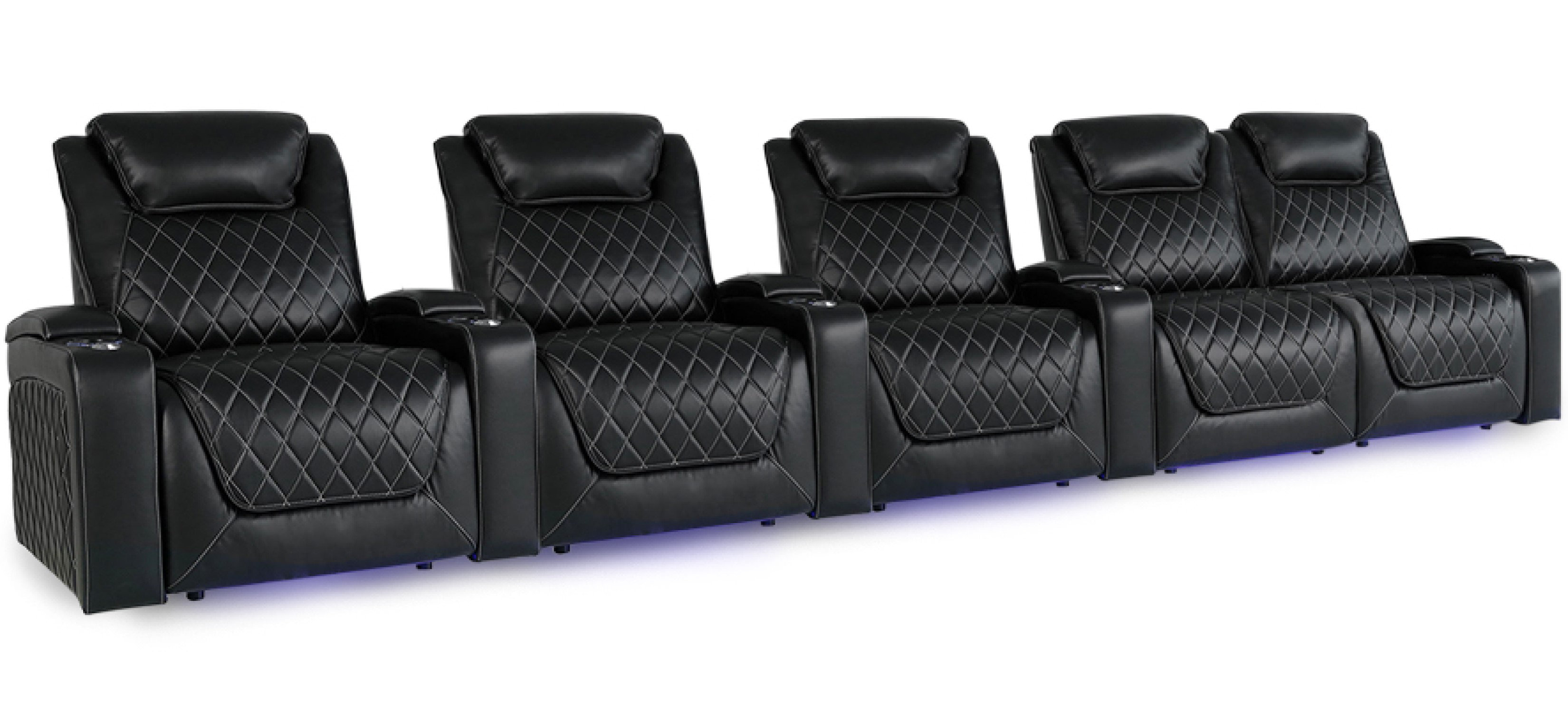 Valencia Theater Seating 162.5" Wide Genuine Leather Home Theater ...