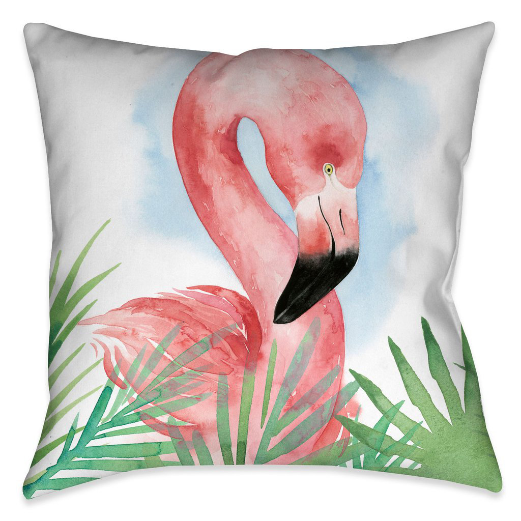 Laural Home Watercolor Flamingo Throw Pillow | Wayfair