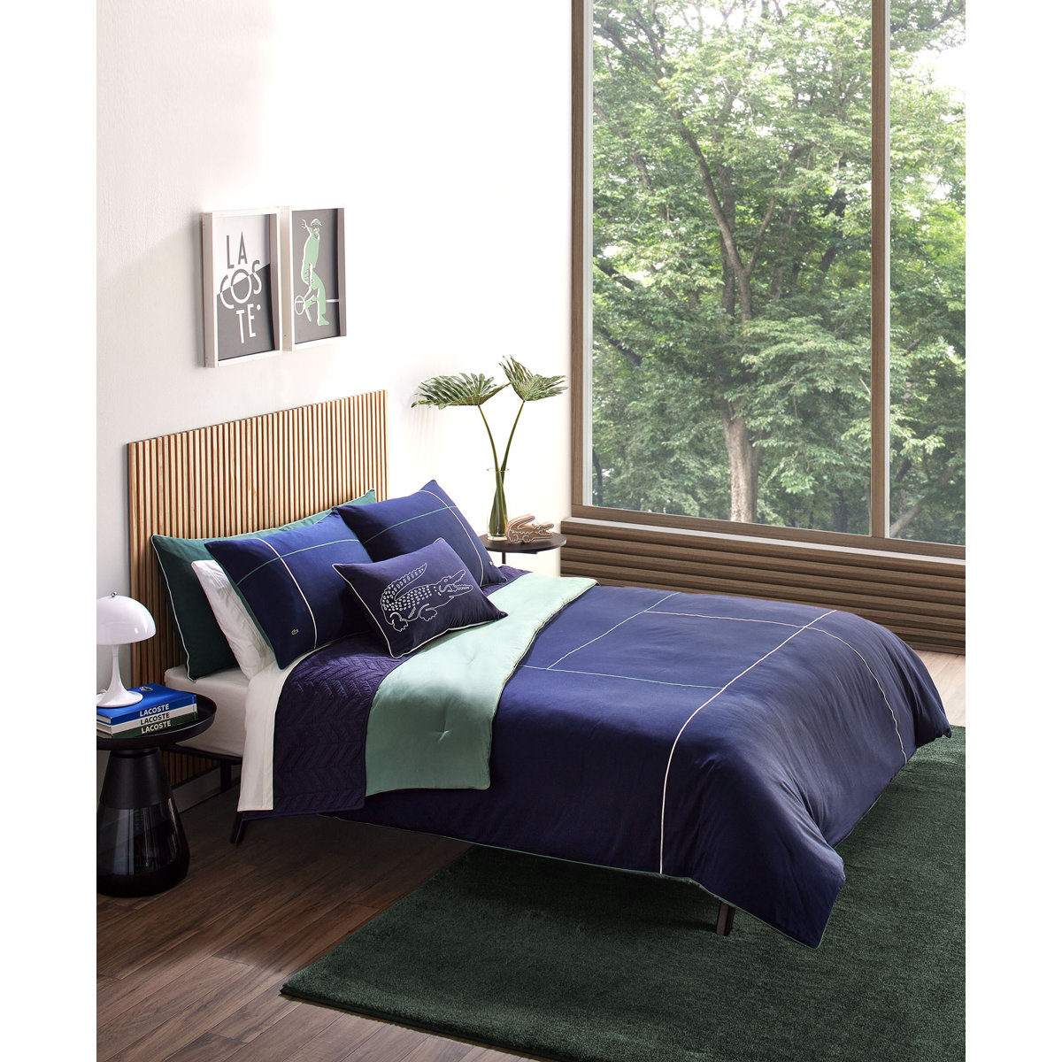 Lacoste Court Lines Comforter Set, Navy & Reviews | Wayfair