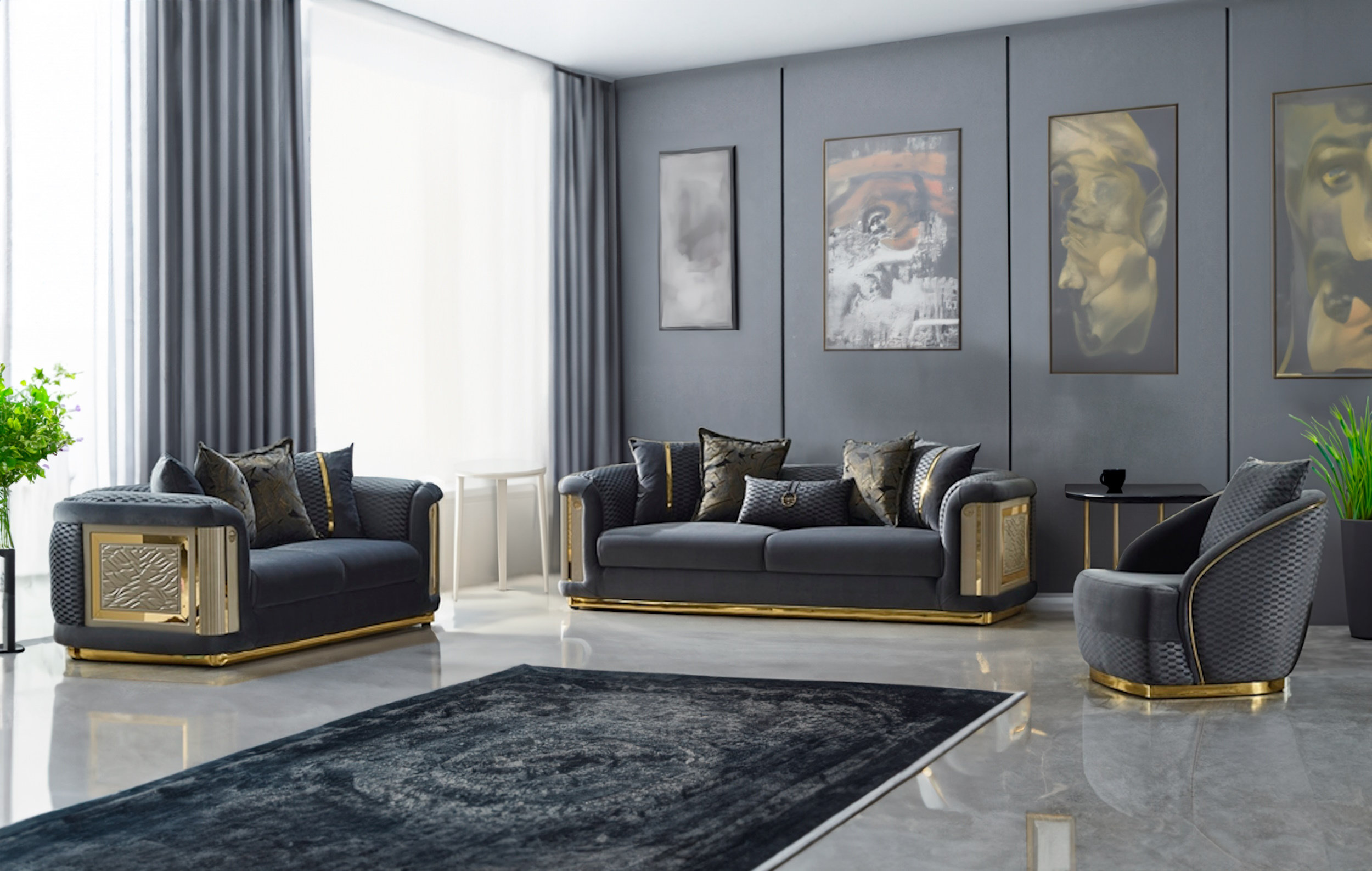 Everly Quinn Eudes 3 - Piece Velvet Living Room Set - Wayfair Canada