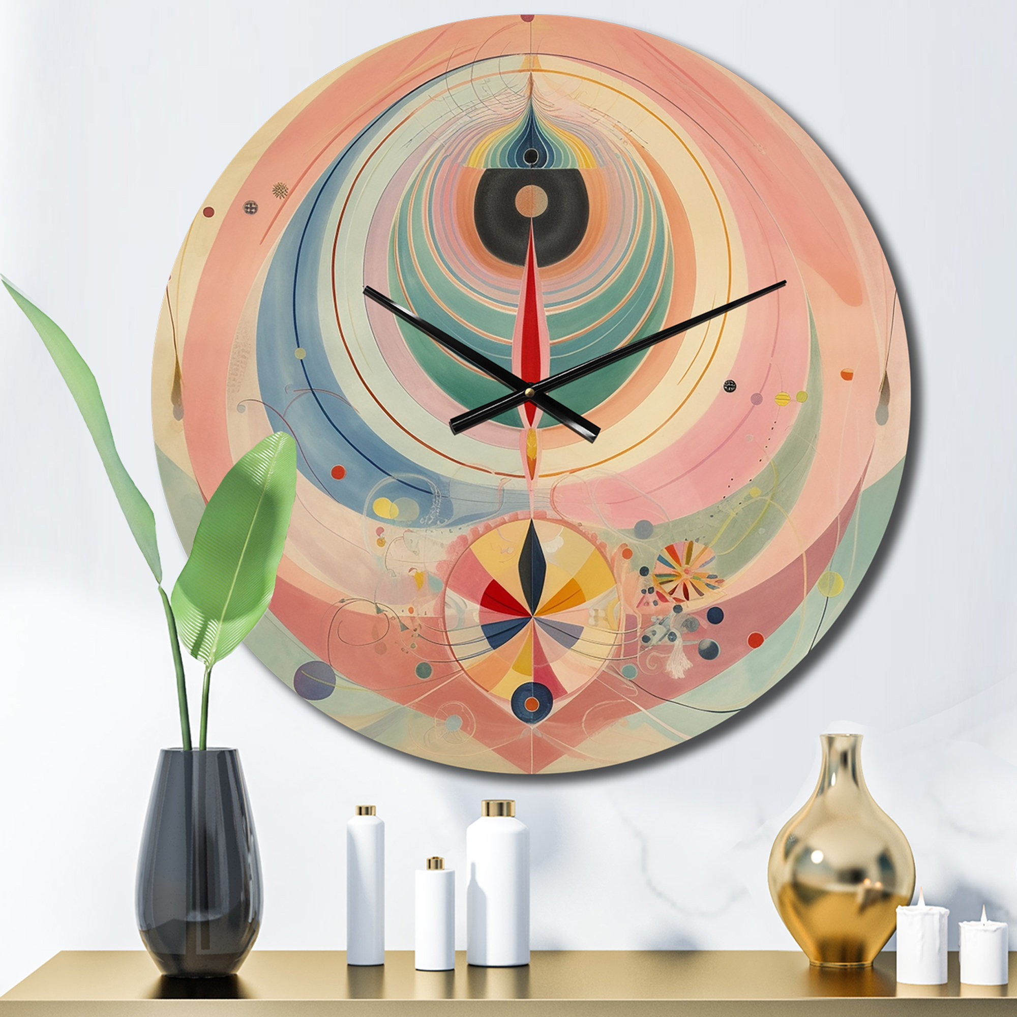 Design Art Universal Blossoming Pastel Harmony Metal Wall Clock | Wayfair