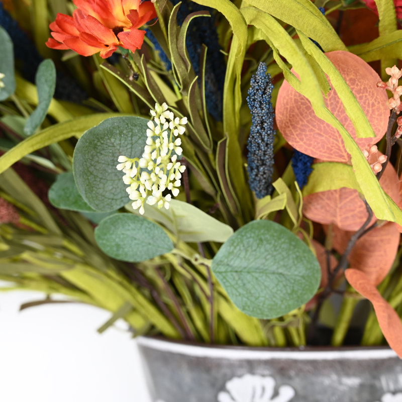 Primrue Gombos 24" Fall Front Door Wreath with Wall Door Hanging Basket ...