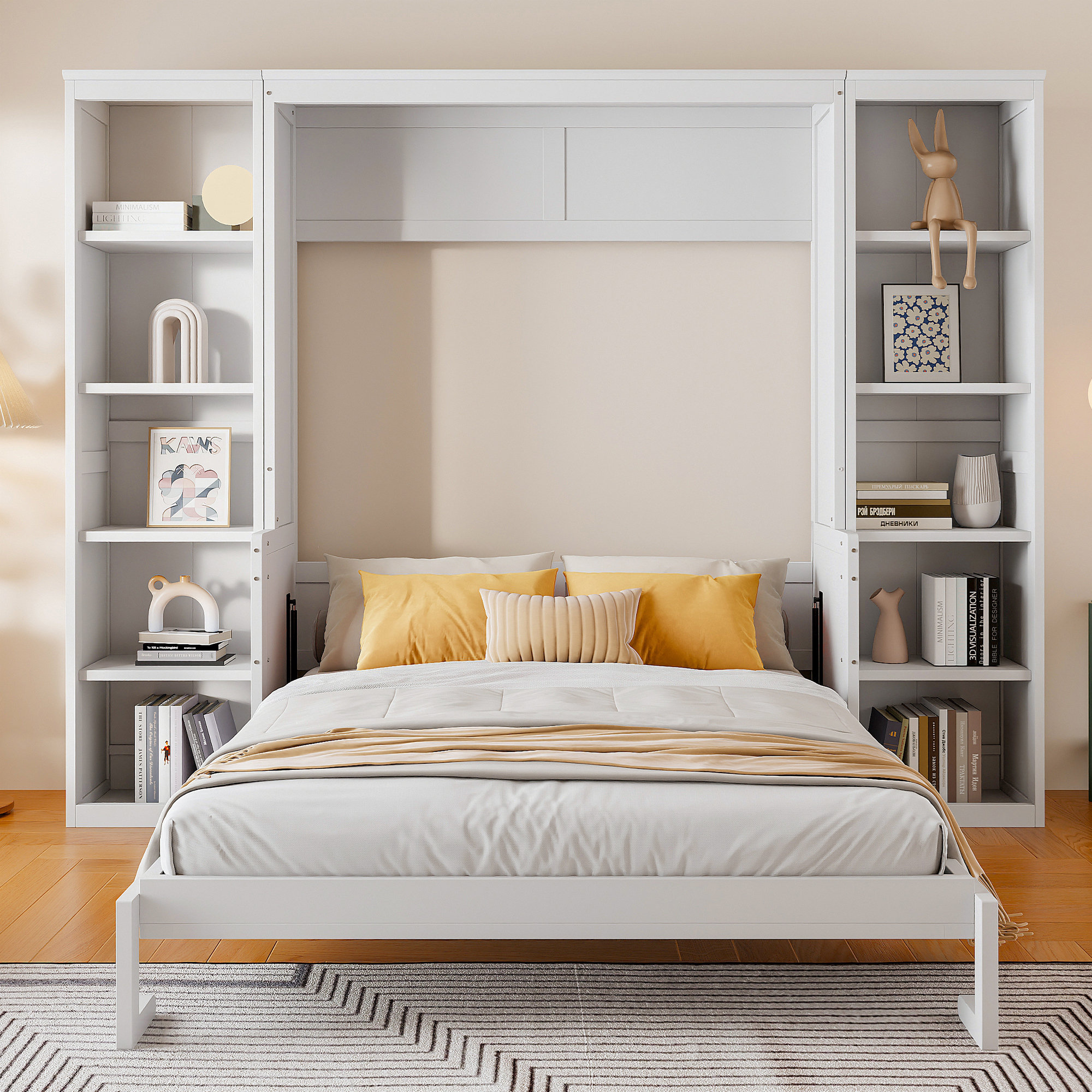 Hokku Designs Queen Size Murphy Bed with Desk and Bookshelf | Wayfair
