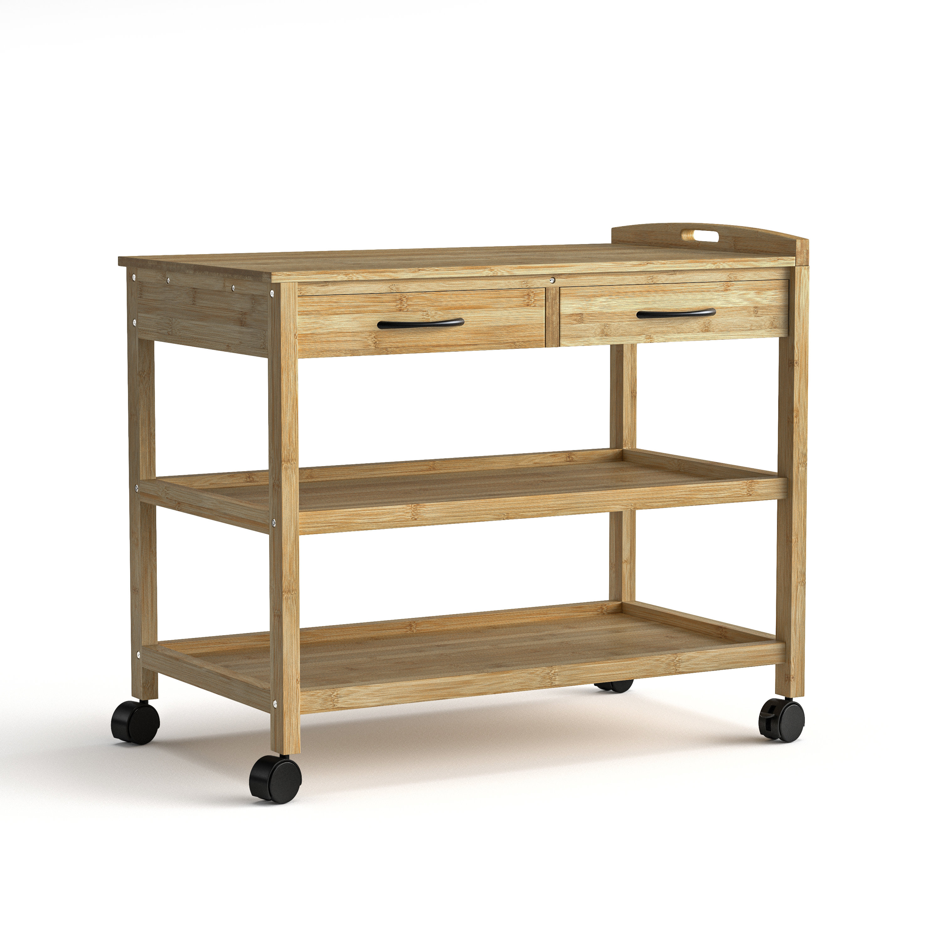 Millwood Pines Dawsynn Bamboo Mobile Kitchen Island Cart With Drawers ...