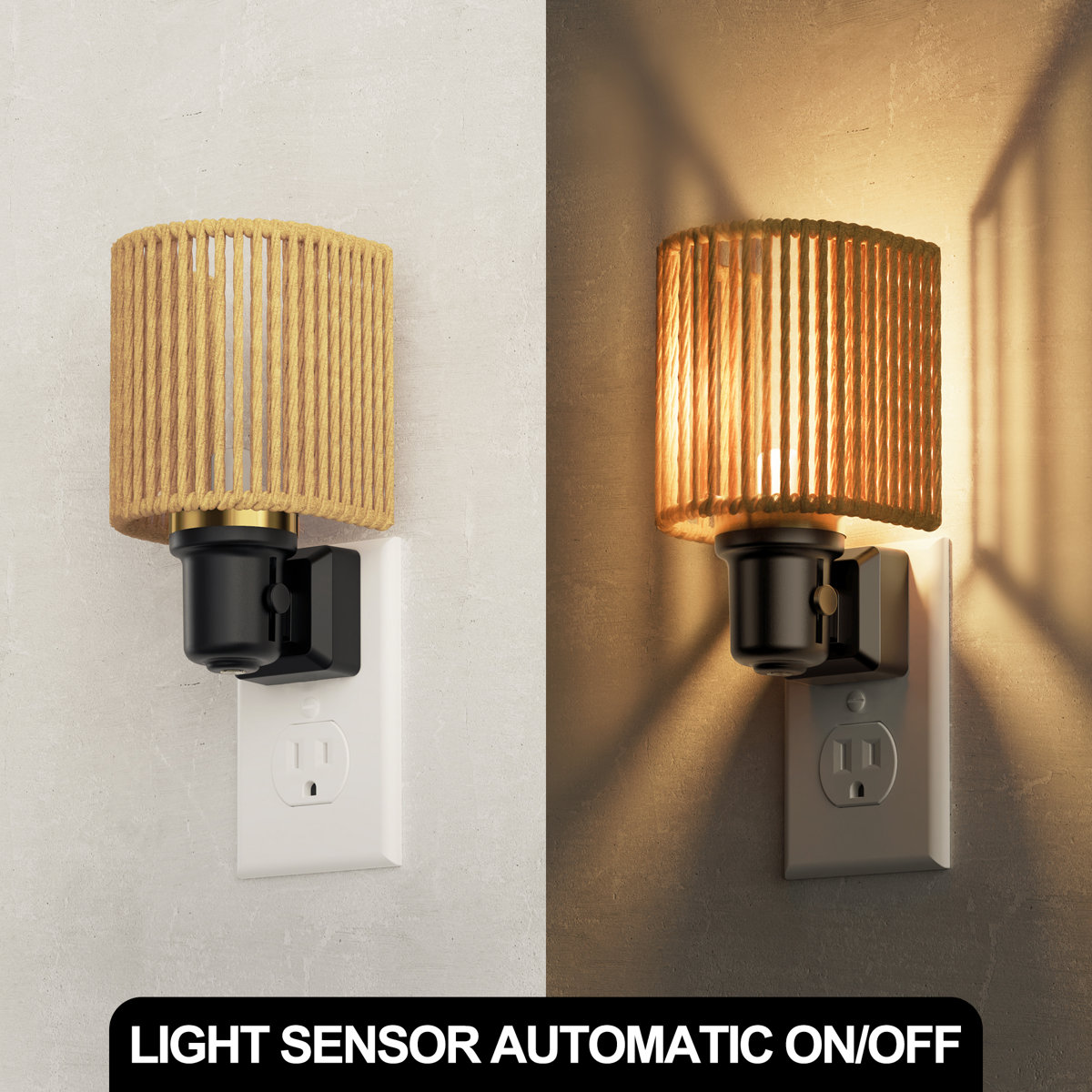 woxeon 3000K Plug In Night Light Farmhouse Nightstand Wall Sconces Mini ...